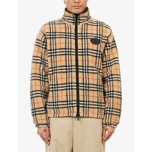 Burberry Check-print High-neck Wool-blend Jacket