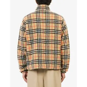 Burberry Check-print High-neck Wool-blend Jacket