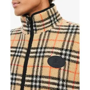 Burberry Check-print High-neck Wool-blend Jacket