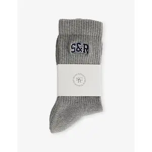 SPORTY & RICH Duty Ivy Logo Cotton-blend Socks - Heather Gray