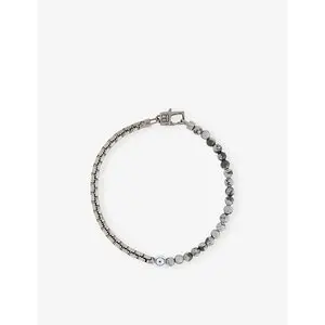 Tateossian Sennit Box Evil Eye Rhodium-plated Sterling Silver And Obsidian Bracelet - Black