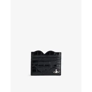 VIVIENNE WESTWOOD Heart Croc-embossed Leather Card Holder - Black