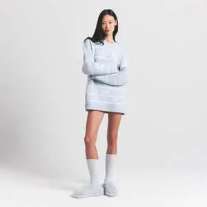 SKIMS Cozy Light Crewneck Pullover - Zen Blue Heart Fair Isle