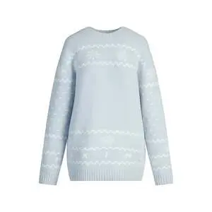 SKIMS Cozy Light Crewneck Pullover - Zen Blue Heart Fair Isle