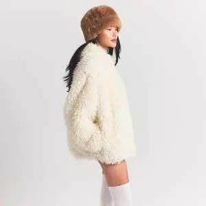 SKIMS Faux Fur Hoodie - Egret