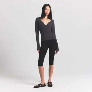 SKIMS SKIMS Ribbed Long Sleeve Top Ash