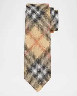 Burberry Woven Check Silk Tie - Sand Ip Ch