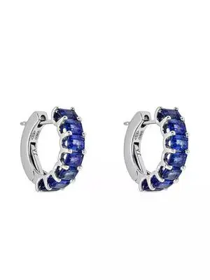 JEWELS AFICIONADO Sapphire Hoop Earrings - Silver