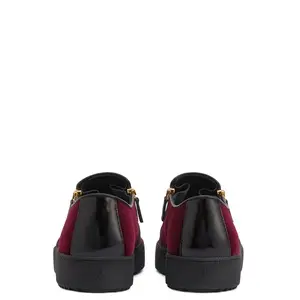 GIUSEPPE ZANOTTI Velvet Slip-ons With Signature Detail - Red