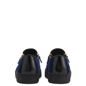 GIUSEPPE ZANOTTI Velvet Slip-ons With Metal Signature - Blue