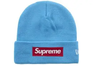Supreme New Era Box Logo Beanie - Cyan