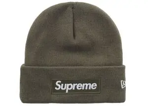 Supreme New Era Box Logo Beanie - Light Olive