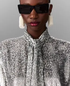 Stella McCartney Metallic Velvet Tie-neck Shirt