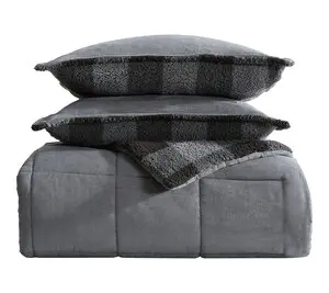 Eddie Bauer Cabin Plaid Grey King Comforter Set