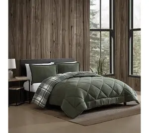 Eddie Bauer Big Lake Plaid Green King Comforter Set - One-color