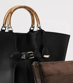 Ralph Lauren Large Leather Tote Bag - Black