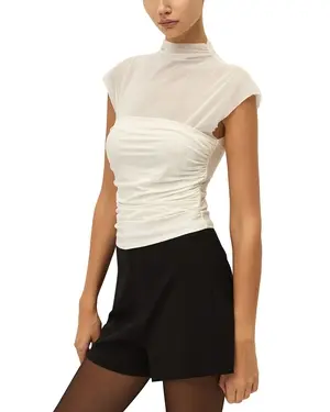 ELODIE THE LABEL Lana Mock Neck Top - Ivory