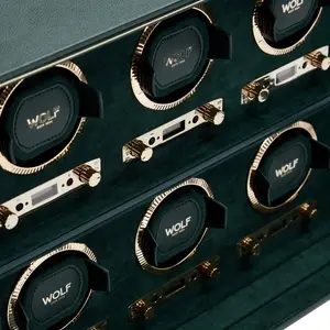 Wolf British Racing 8 Piece Watch Winder - Green