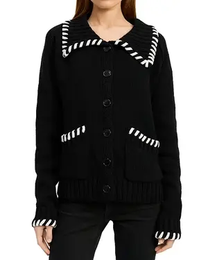 EN SAISON Piper Whipstitch Collared Cardigan Sweater