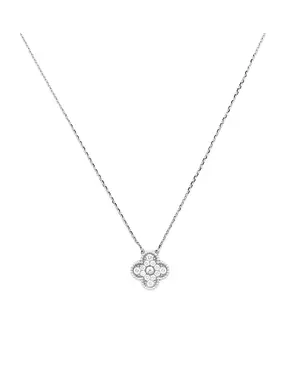 VAN CLEEF & ARPELS Vintage Alhambra Pendant Necklace 18k White Gold And Diamonds - K White Gold