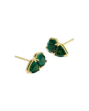 Kendra Scott Malachite & Nano Gem Tatum Stud Earrings - Green/gold