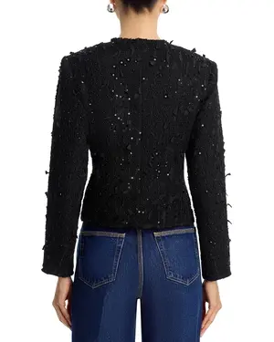 Aqua Ribbon Sequined Tweed Jacket