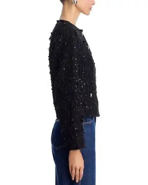 Aqua Ribbon Sequined Tweed Jacket