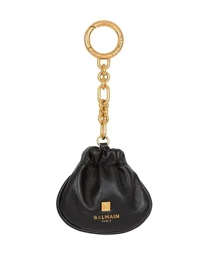Balmain Pulse Leather Key Ring - Black