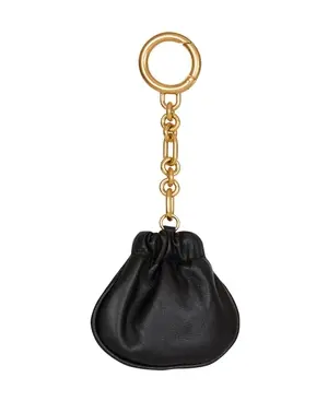 Balmain Pulse Leather Key Ring - Black