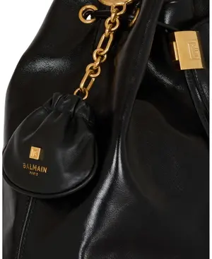 Balmain Pulse Leather Key Ring - Black