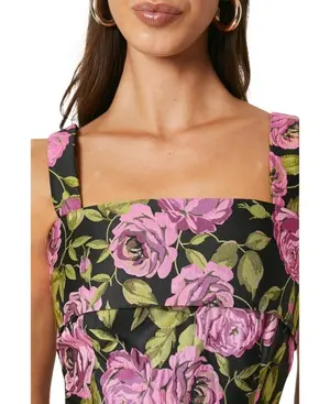Coast Wide Strap Jacquard Midi Dress - Black