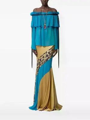 Nina Ricci Off-shoulder Silk Top - Blue