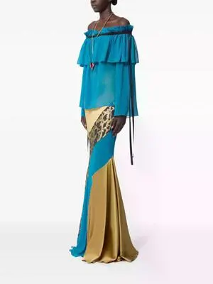 Nina Ricci Off-shoulder Silk Top - Blue