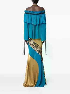 Nina Ricci Off-shoulder Silk Top - Blue