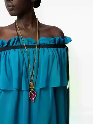 Nina Ricci Off-shoulder Silk Top - Blue