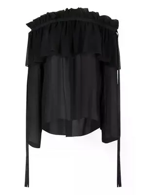 Nina Ricci Boat-neck Silk Top - Black