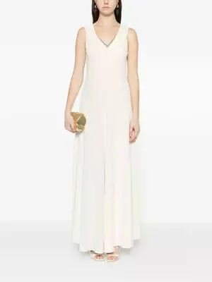 Brunello Cucinelli V-neck Sleeveless Maxi Dress