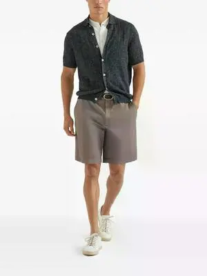 Brunello Cucinelli Short-sleeve Ribbed Knit Cardigan