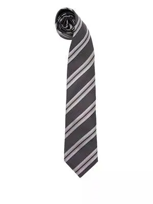 Brunello Cucinelli Striped Silk Neck Tie - C003 Anthracite