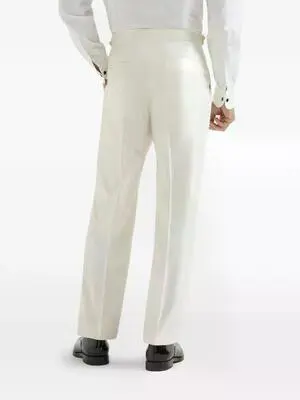 Brunello Cucinelli Pleated Waist-tab Silk Trousers - Neutrals