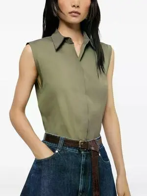 Brunello Cucinelli Sleeveless Poplin Shirt - Green