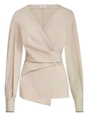 Brunello Cucinelli Tie Detailed Blouses