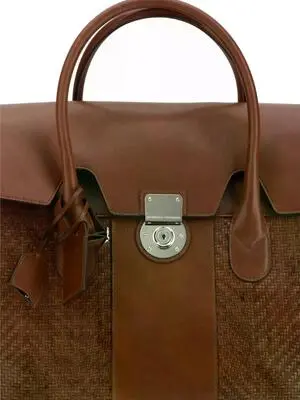 Brunello Cucinelli Braided Leather Boston Bag - Brown