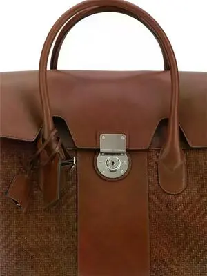 Brunello Cucinelli Braided Leather Boston Bag - Brown