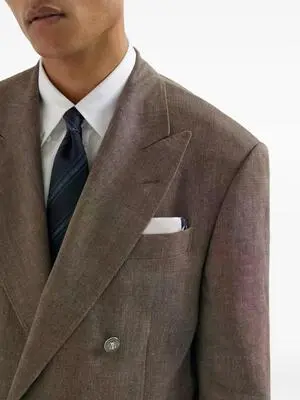 Brunello Cucinelli Striped-trim Silk Pocket Square - Blue