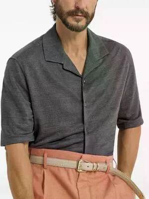Brunello Cucinelli Camp-collar Short-sleeve Shirt - Grey