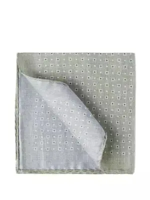 Brunello Cucinelli Geometric-print Silk Pocket Square - Green