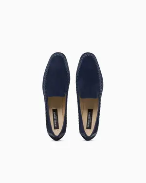 Giorgio Armani Suede Slip-ons With Interweaving