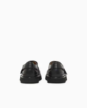 Giorgio Armani Leather Cut-out Sandals - Black