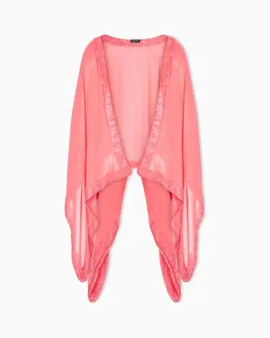 Giorgio Armani Silk Cape With Crystal Detail - Red